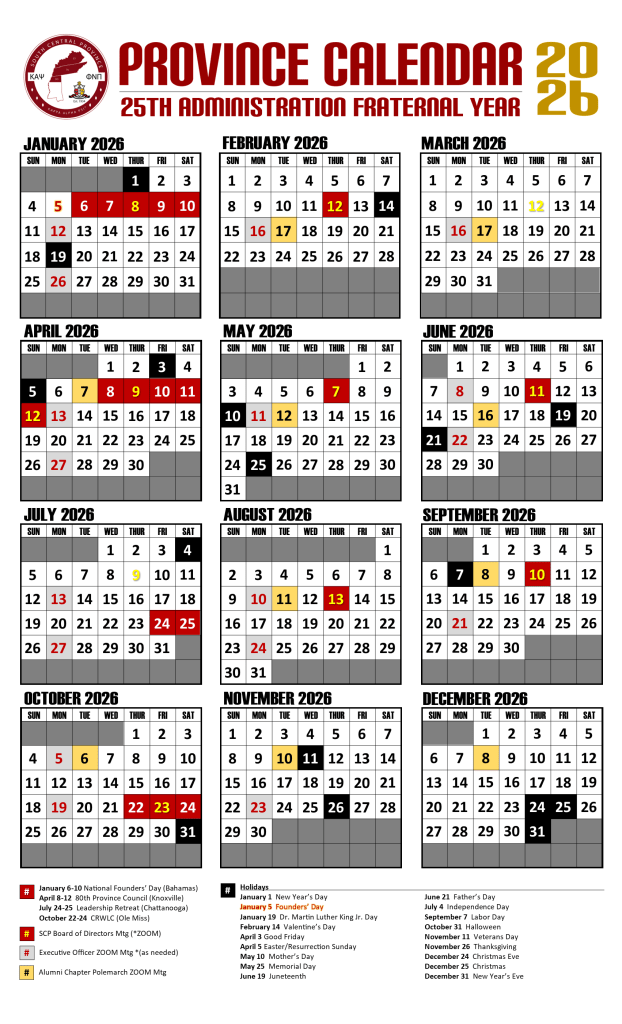 Annual Calendar – South Central Province of Kappa Alpha Psi Fraternity ...